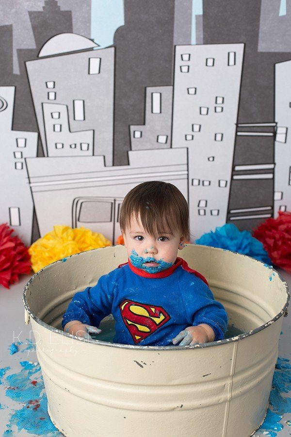Superhero Cake Smash - Pueblo - Colorado Springs Newborn Photographer
